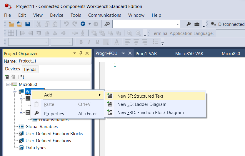 Add Structured Text St Language In Your Ccw Project